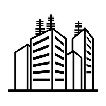 Free Silhouette Vector : Ilustrasi Kantor Gedung Perkantoran Silhouette ...